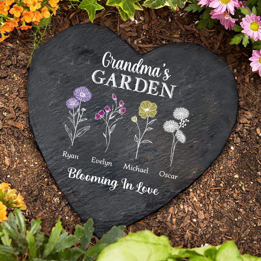 Grandma Garden Stepping Stones | Birth Flower Gifts For Grandma | Personalised Grandma Gifts For ...