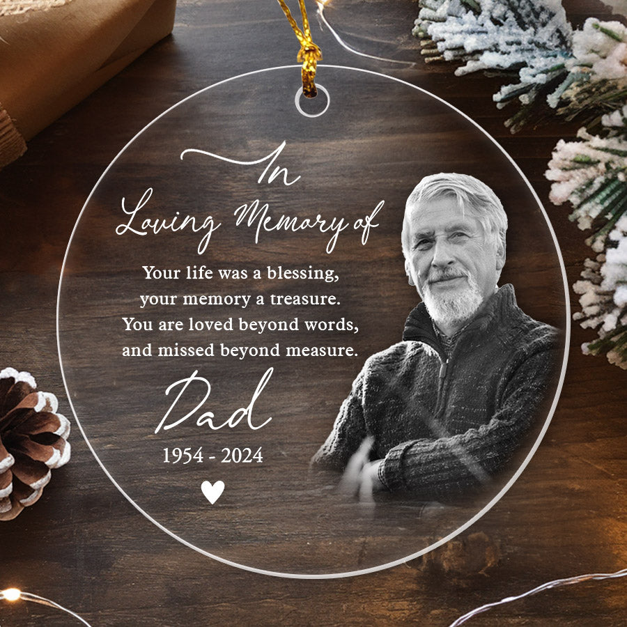Dad Memorial Christmas Ornament | In Loving Memory Christmas Acrylic ...