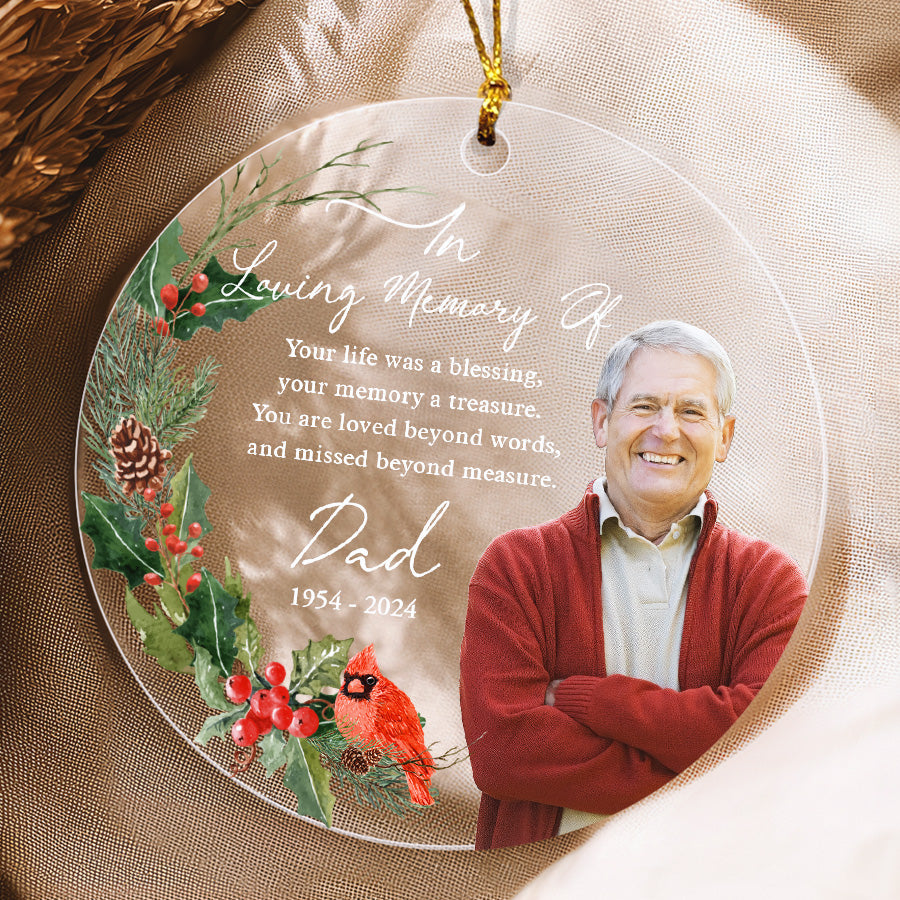 Dad Memorial Christmas Ornament | In Loving Memory Acrylic Ornament ...