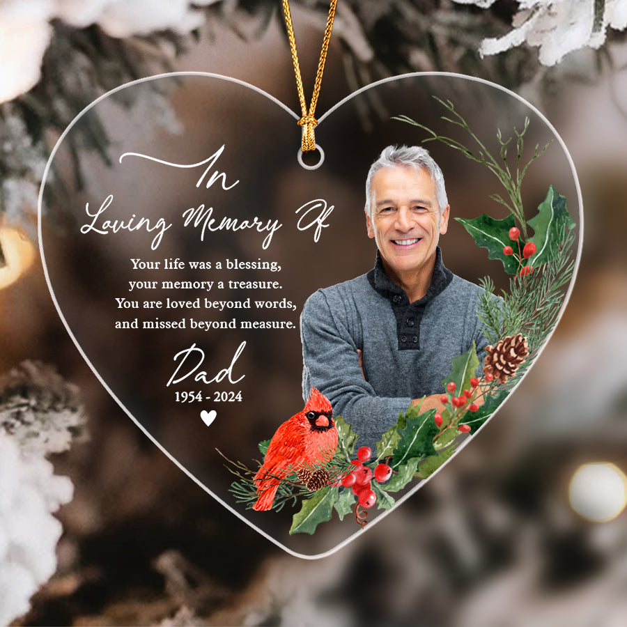 Dad Memorial Ornaments | In Loving Memory Photo Memorial Ornaments ...