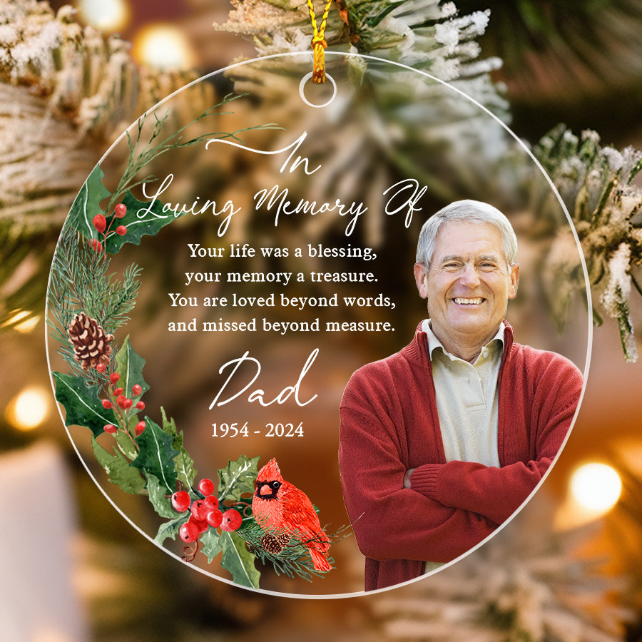 Dad Memorial Ornaments | In Loving Memory Acrylic Ornament With Photo ...