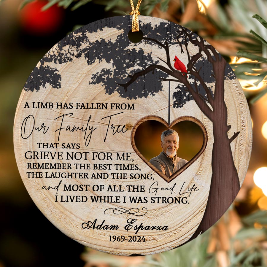 Memorial Ornament | A Limb Has Fallen Ceramic Circle Ornament With ...