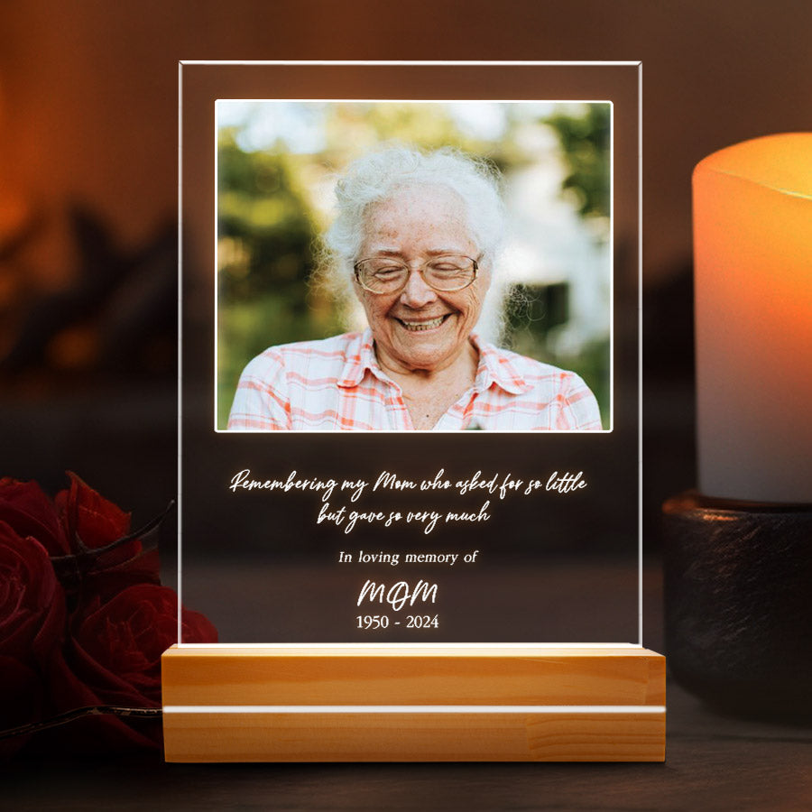 Memorial Night Light | Remembering My Mom Custom Acrylic Plaque | Gifts ...