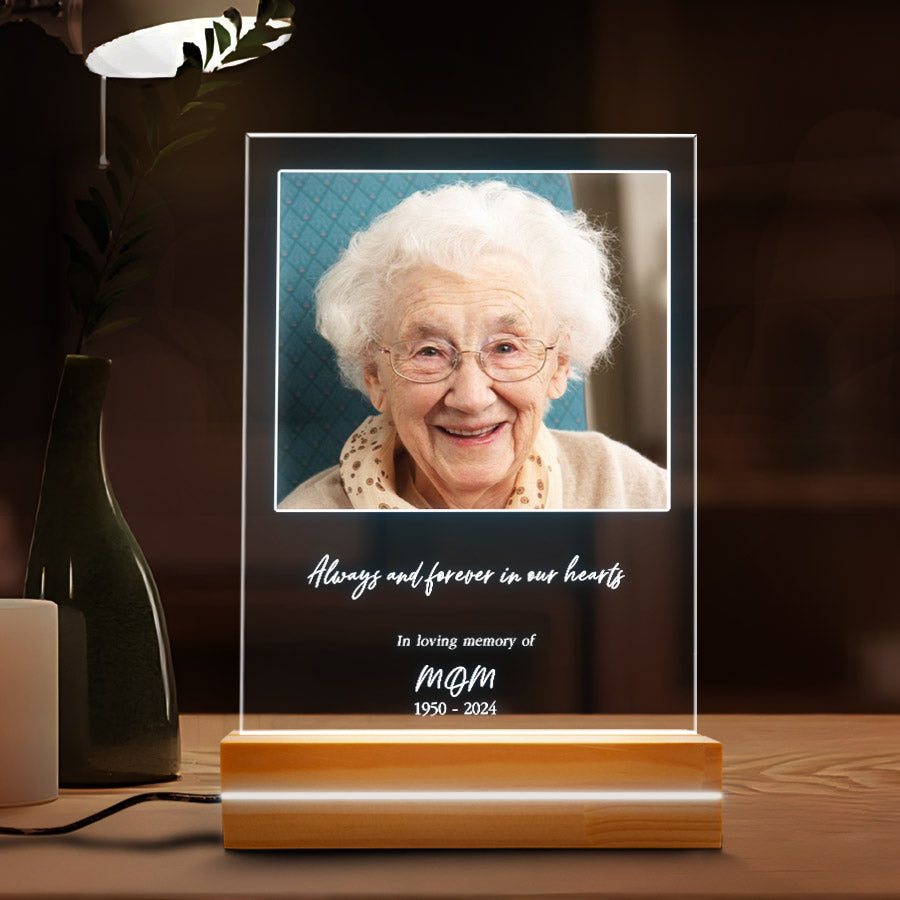Custom Memorial Night Light | Always And Forever In Our Heart Acrylic ...
