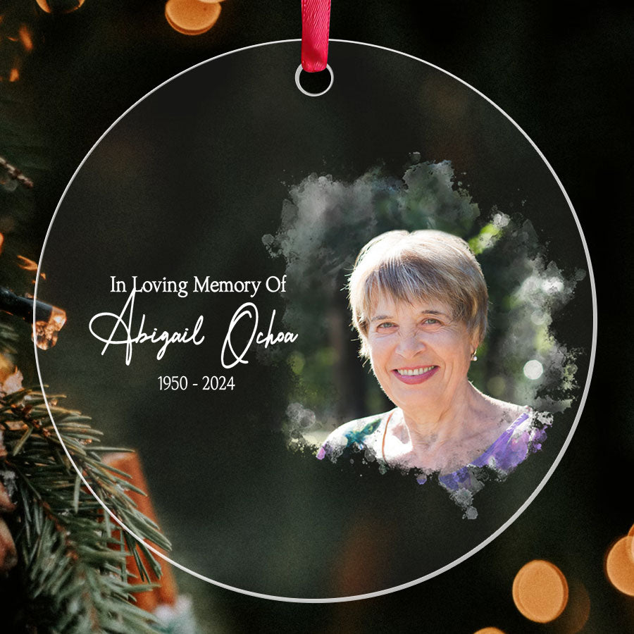 Memorial Ornament | In Loving Memory Acrylic Ornament With Custom Photo ...