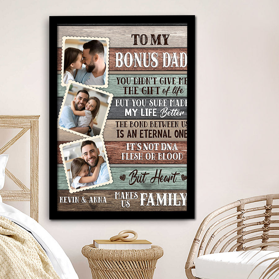 Bonus Dad Father’S Day Gifts | Stepped Up Dad Canvas For Father’S Day ...