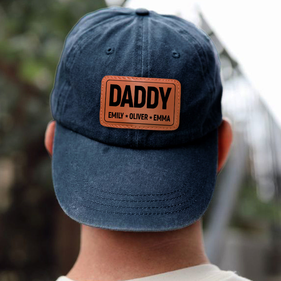 Dad Leather Patch Hat | Fathers Day Gift | Personalized Daddy Patch Hat ...