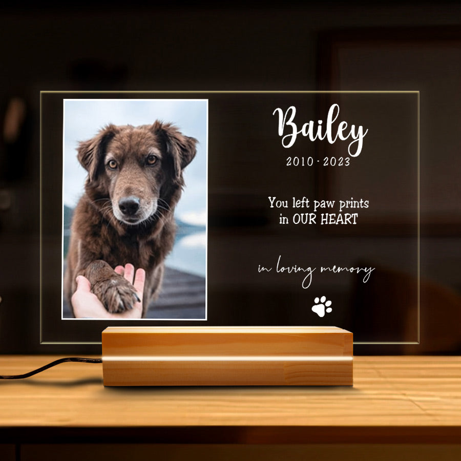 Dog Remembrance Gifts | You Left Paw Prints In Our Hearts Plaque ...