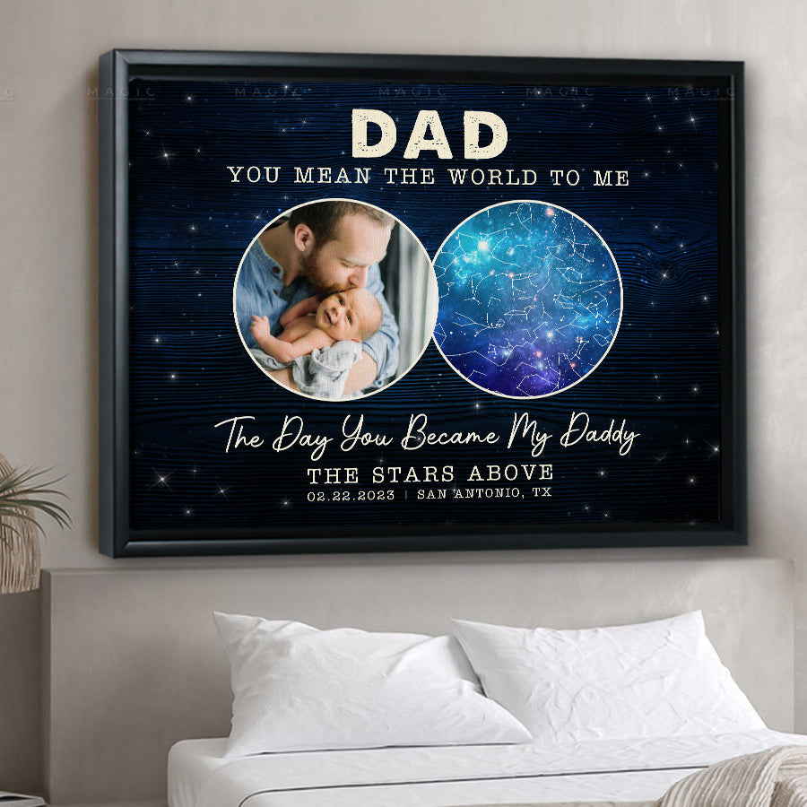 First Father’S Day Gift | Custom Canvas Photo | Customized Star Map ...
