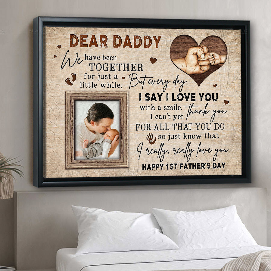First Time Dad Fathers Day Gift | Custom Canvas Photo For Daddy | Happy ...