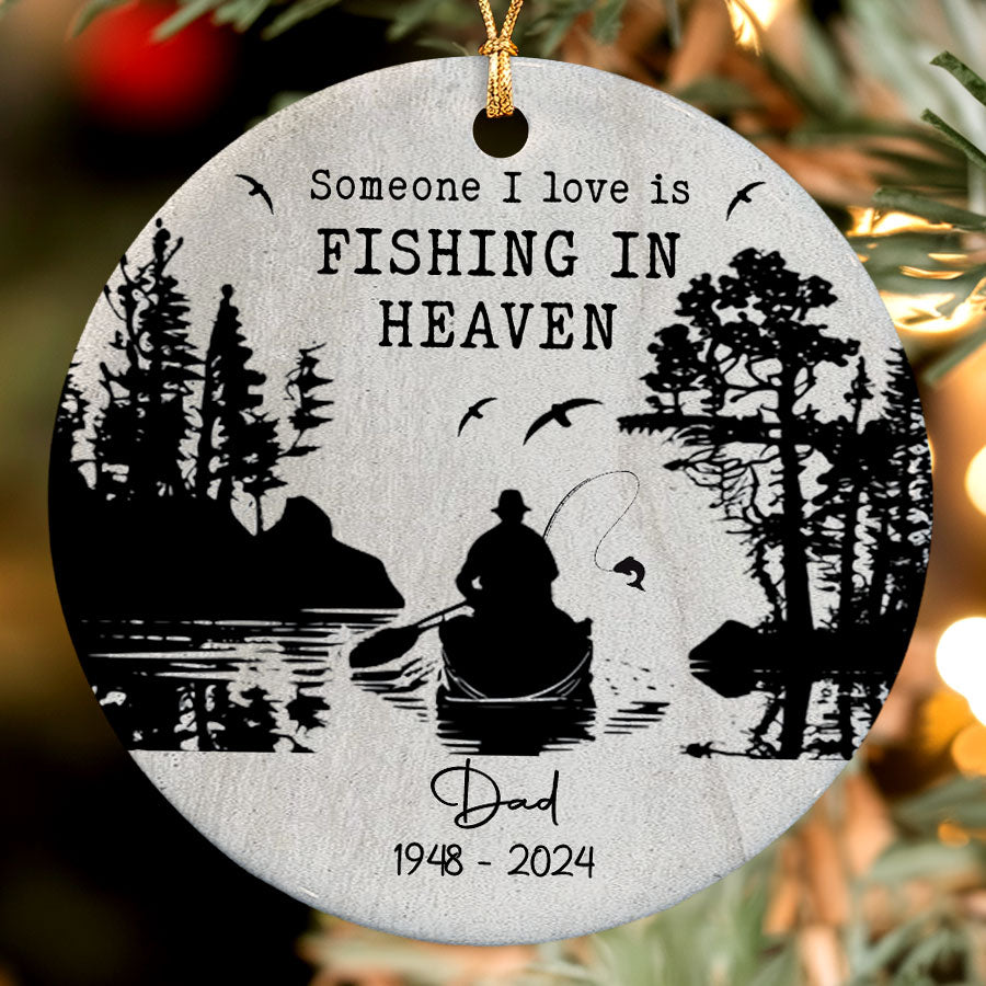 Gone Fishing In Heaven Ornament | Personalized Dad Memorial Ornaments ...