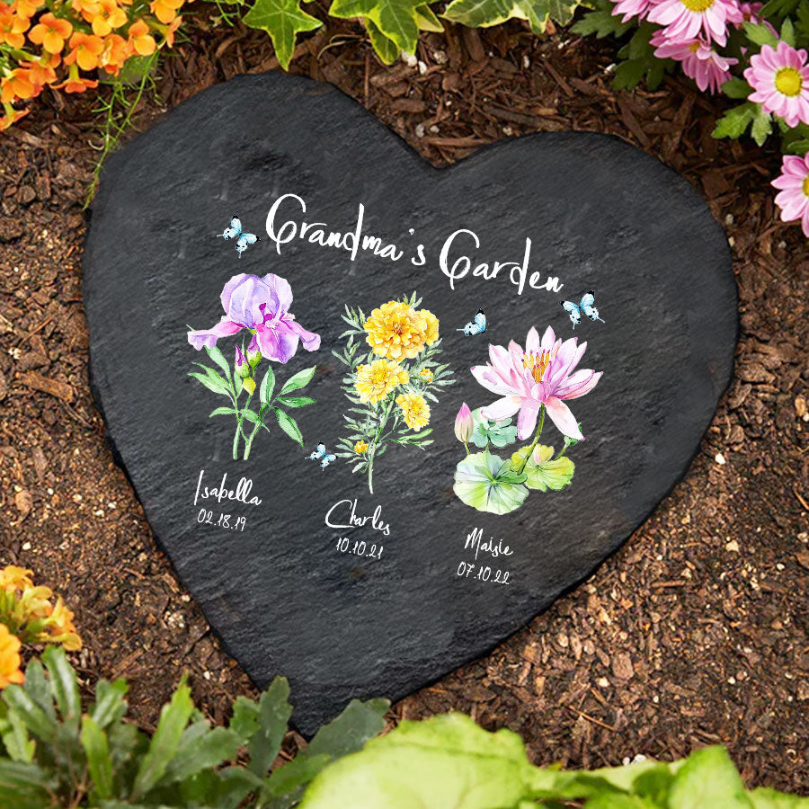 Garden Stone Grandma | Grandma'S Garden Birth Month Flowers Stone ...