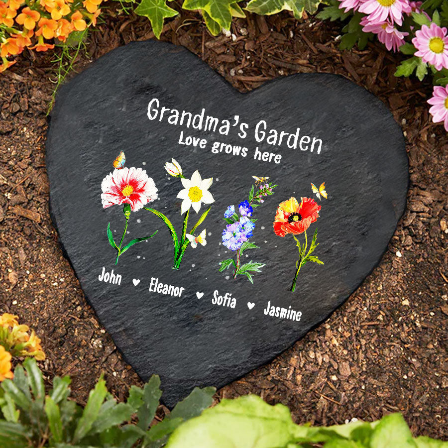 Grandma’S Garden Stepping Stone | Personalized Grandma’S Garden Birth ...