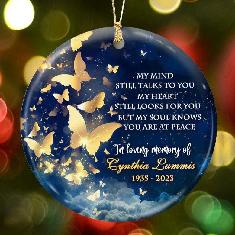 In Loving Memory Ornament | Customized Memorial Ornament | Butterfly ...