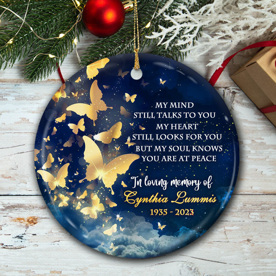 In Loving Memory Ornament | Customized Memorial Ornament | Butterfly ...