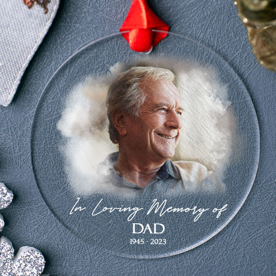 In Memory Of Dad Ornaments | Custom Memorial Picture Ornaments | Dad In ...