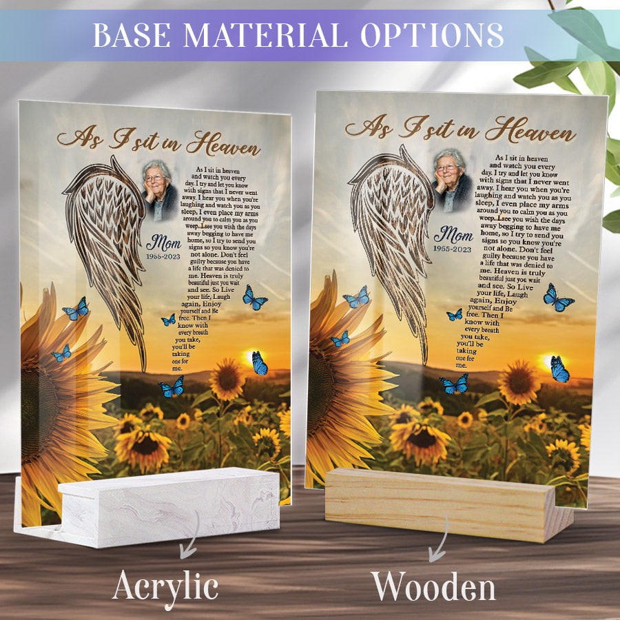 Memorial Photo Gifts | As I Sit in Heaven | Memory Gifts for Mom ...