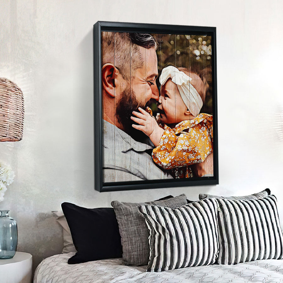 New Dad Gifts | First Father’S Day Canvas | Custom Cartoon Portrait ...