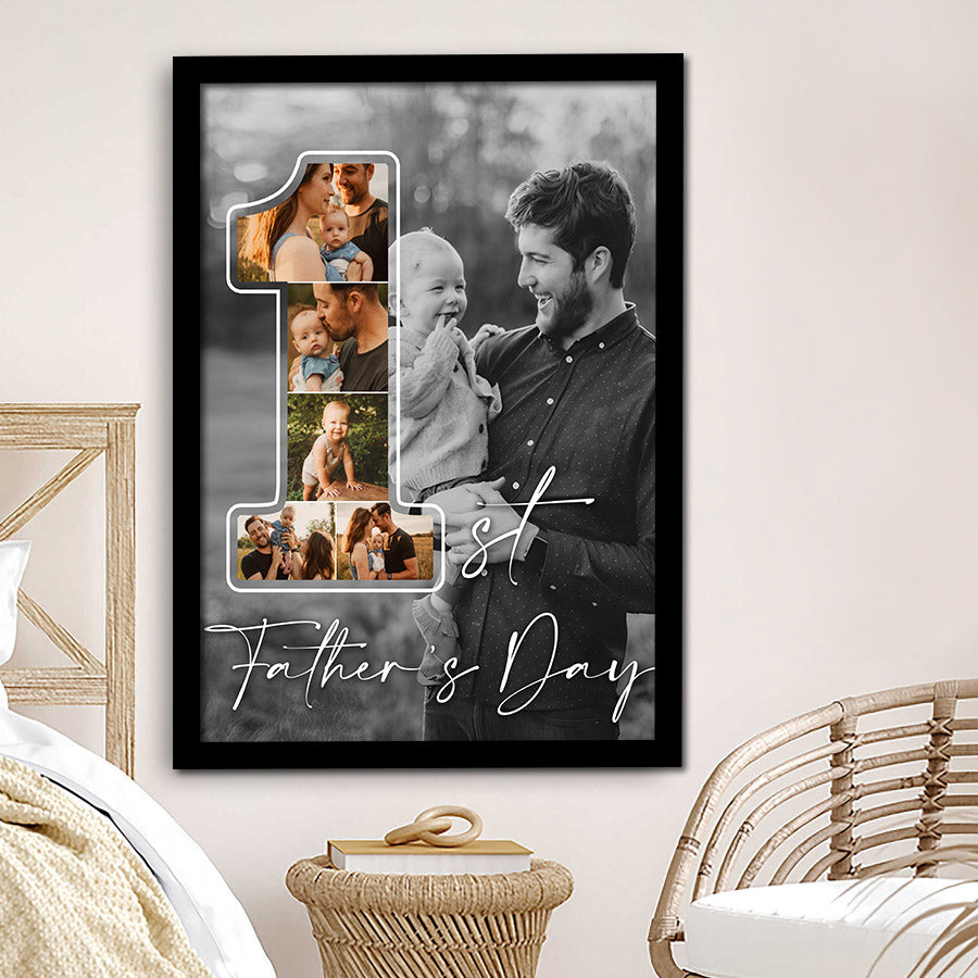 New Father Gifts | Personalized Daddy Photo Collage Canvas Wall Art ...