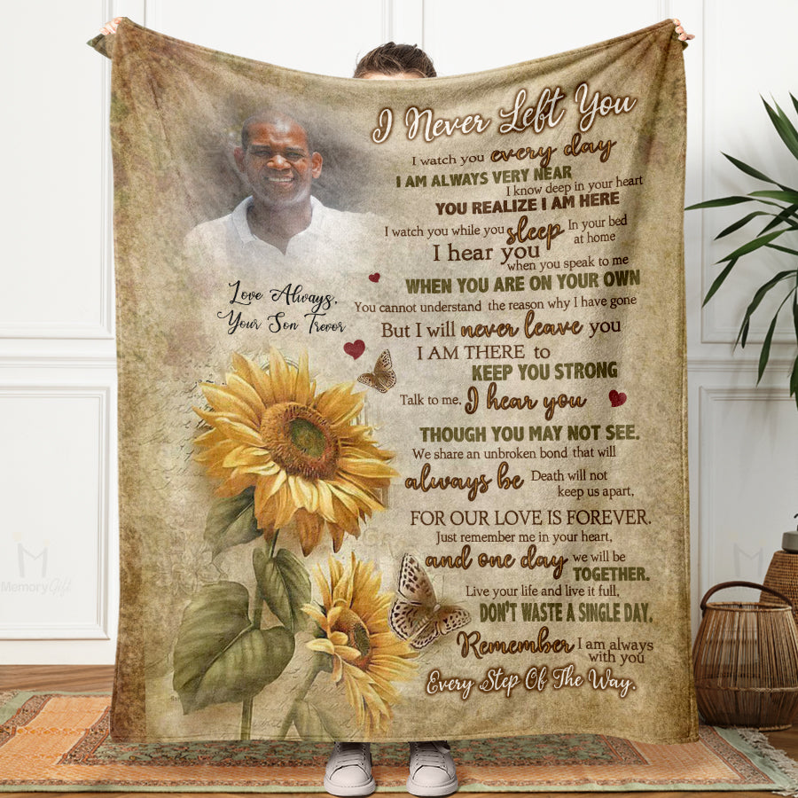 Remembrance Photo Blanket, I Never Left You Memorial Gifts for Loss of ...