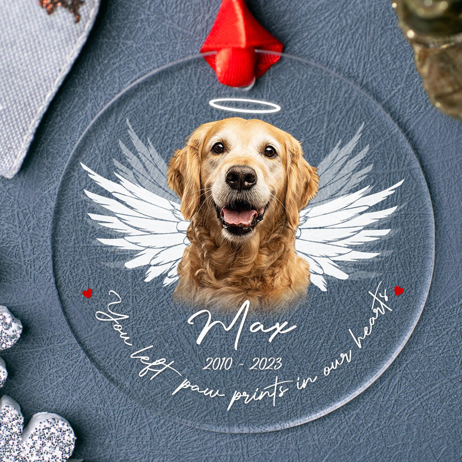 You Left Paw Prints In Our Hearts Ornament | Ornament For Dog Who ...