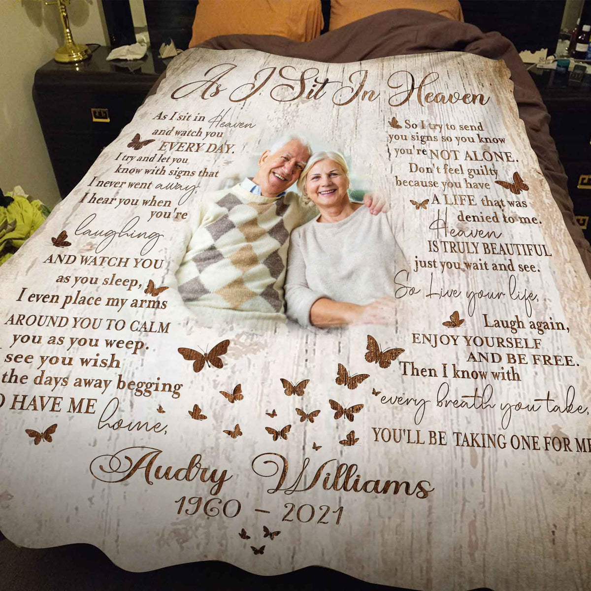 As I Sit In Heaven Poem, Memorial Butterfly Blanket For Loss Of Loved ...