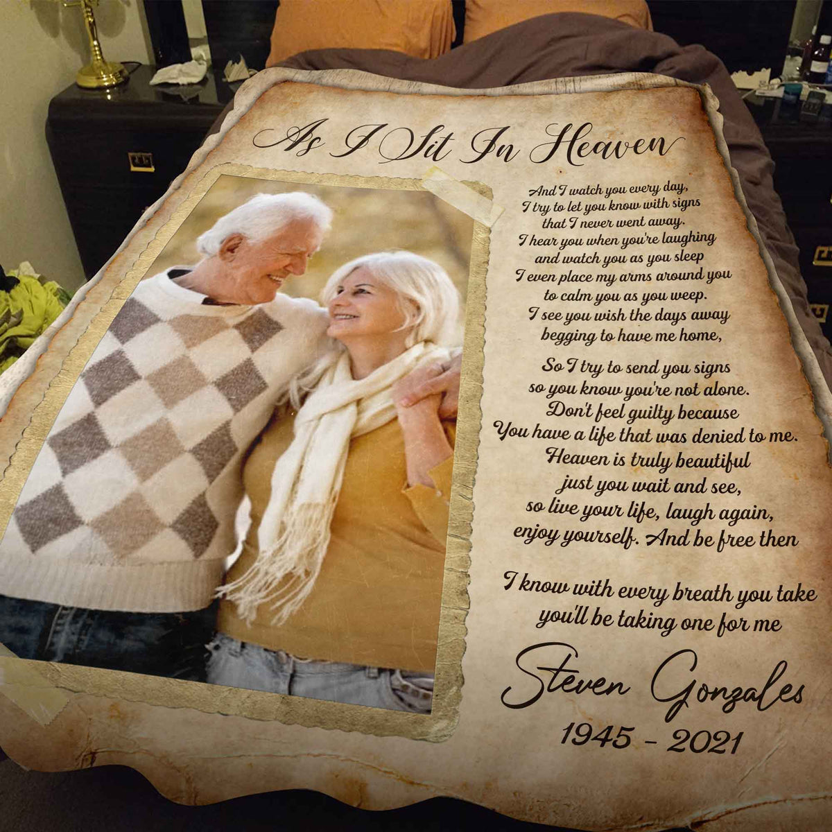 As I Sit In Heaven Personalized Memorial Blankets For Loss Of Father ...