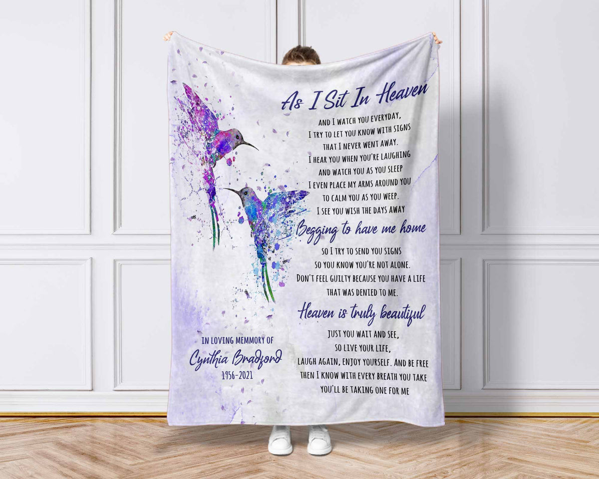 As I Sit In Heaven Poem Memorial Blankets, In Loving Memory Blankets ...