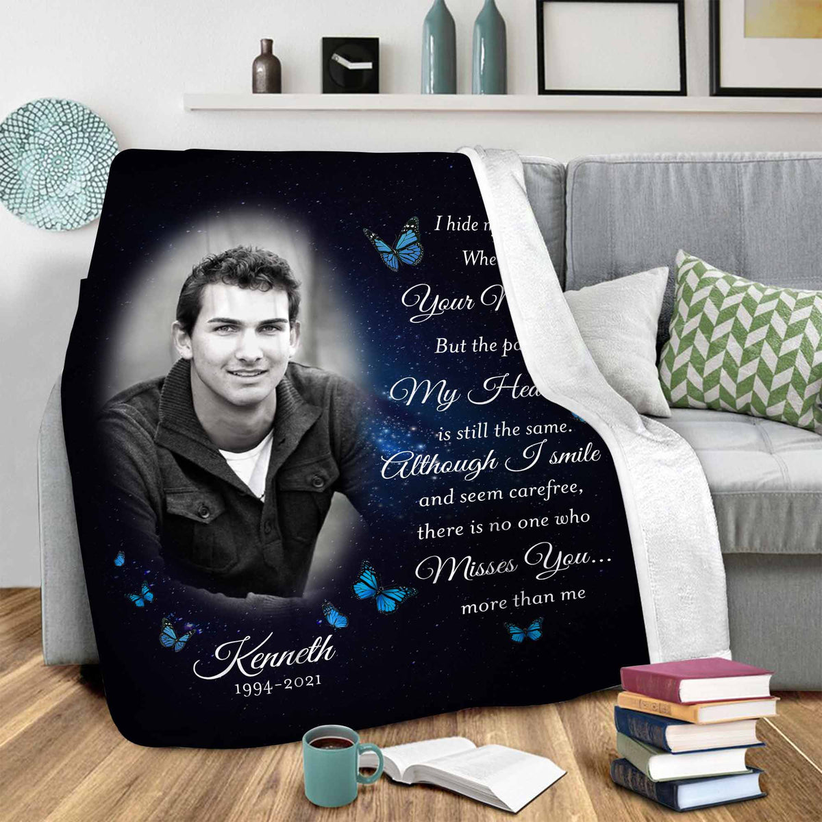Memorial Blankets With Pictures, I Hide My Tears Custom Photo Blanket ...