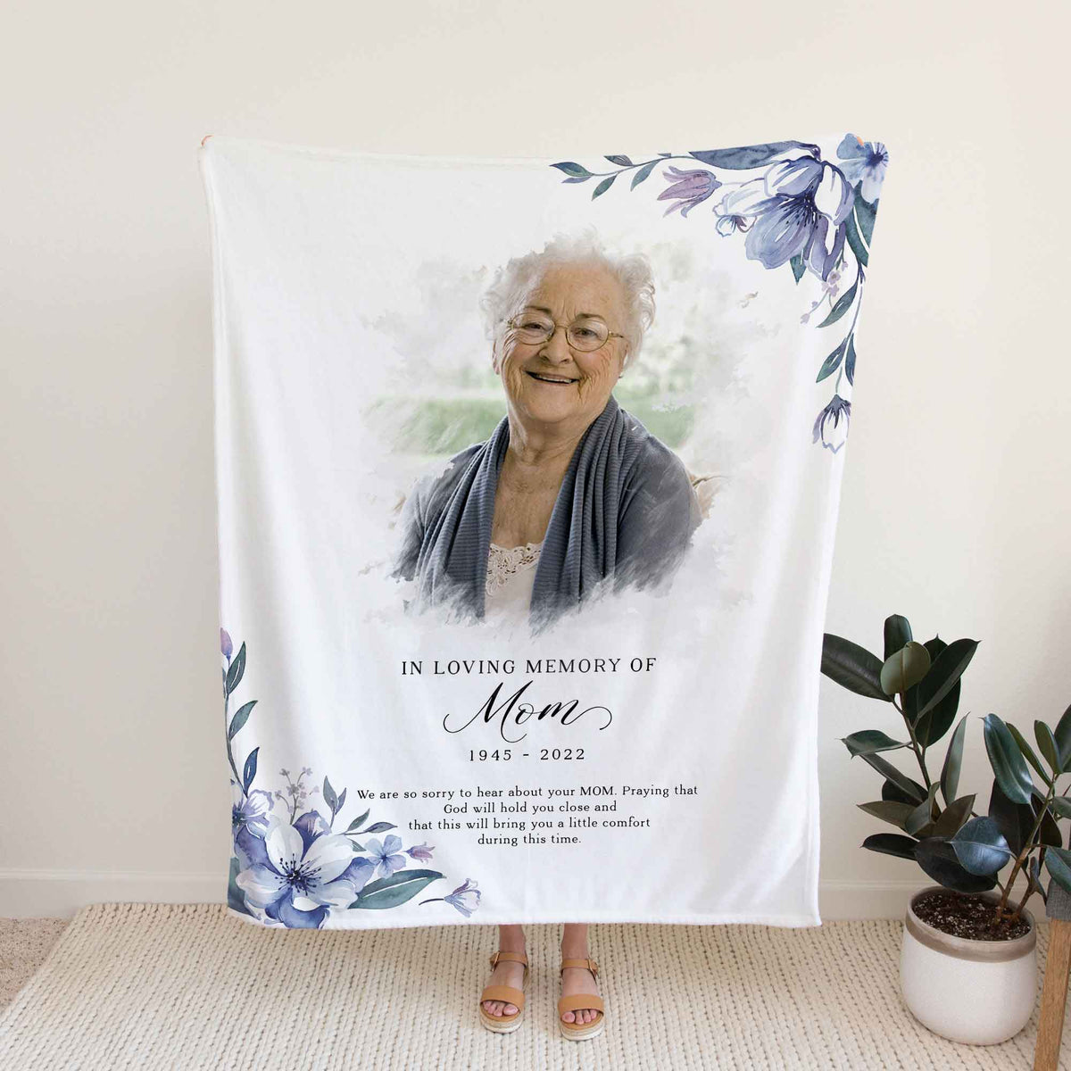 In Loving Memory Photo Blanket For Loss Of Mother, Sympathy Gift For ...