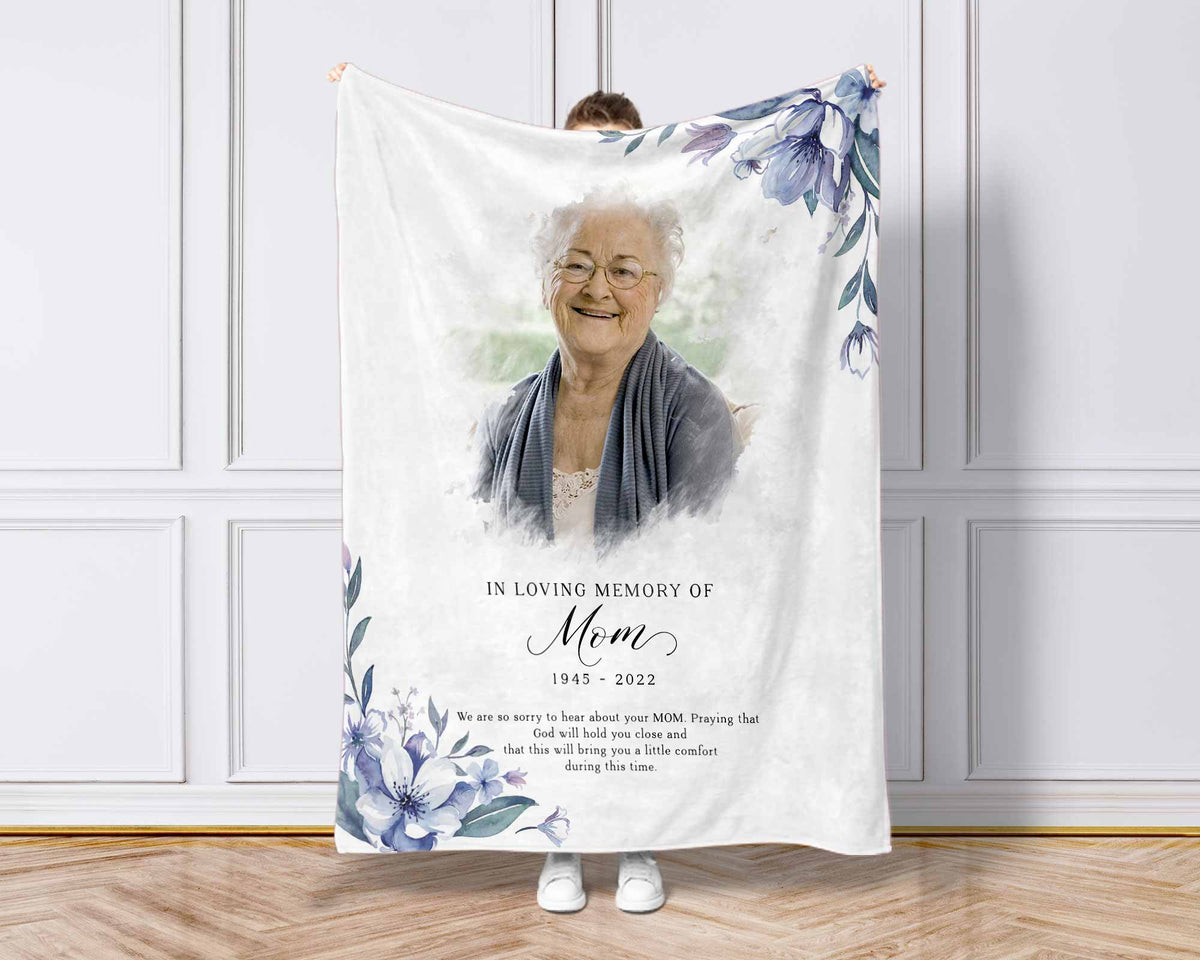 In Loving Memory Photo Blanket For Loss Of Mother, Sympathy Gift For ...