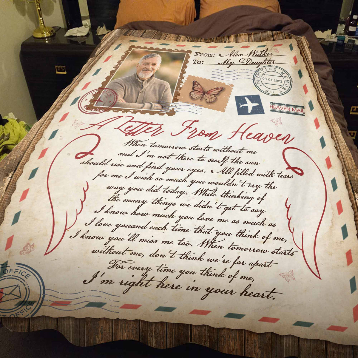 Personalized In Memory Blanket For Loss Of Father, Letter From Heaven ...