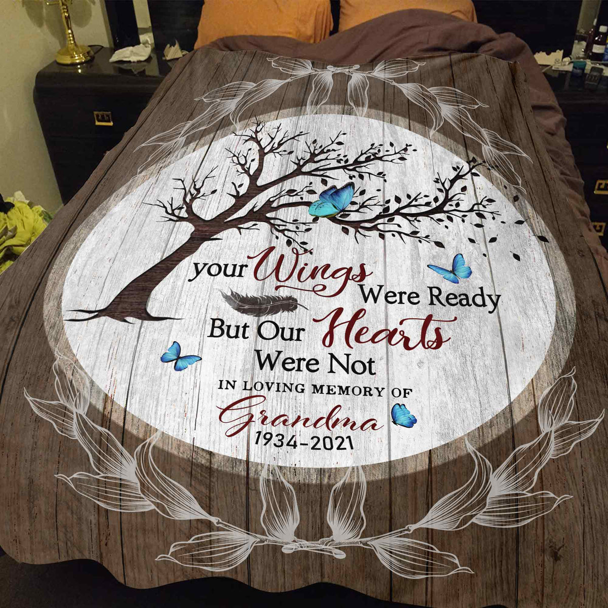 Personalized In Loving Memory Butterfly Memorial Blankets For Loss Of ...