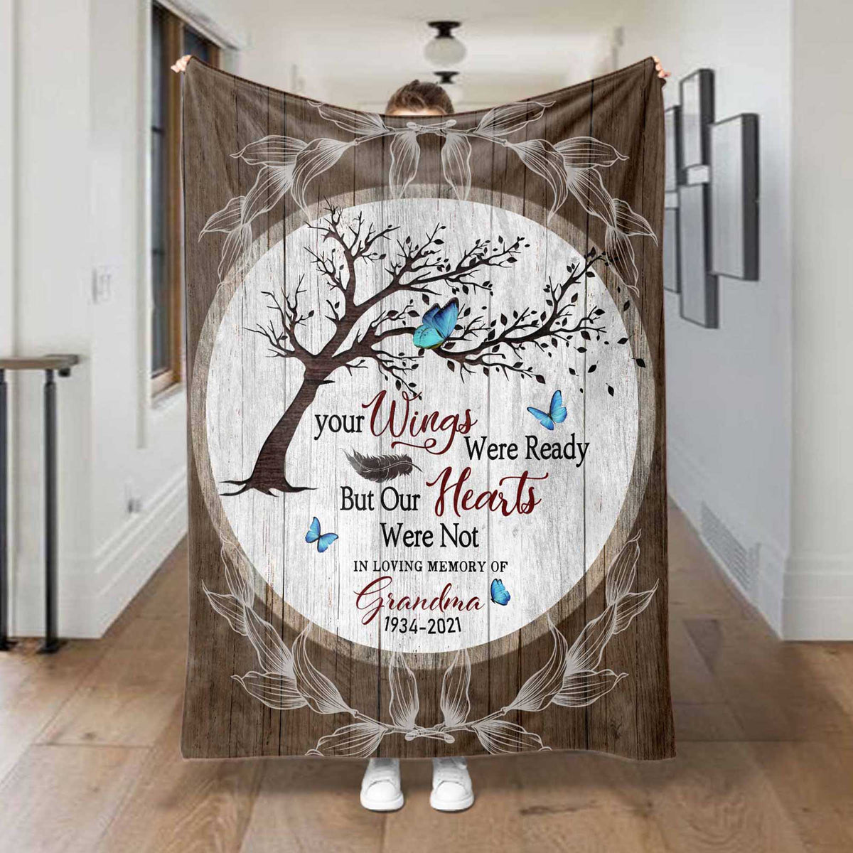 Personalized In Loving Memory Butterfly Memorial Blankets For Loss Of ...