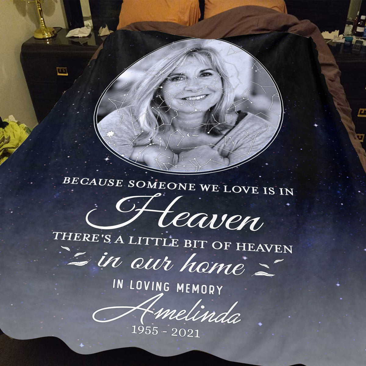 Customized Memorial Star Map By Date Throw Blankets, Because Someone We ...