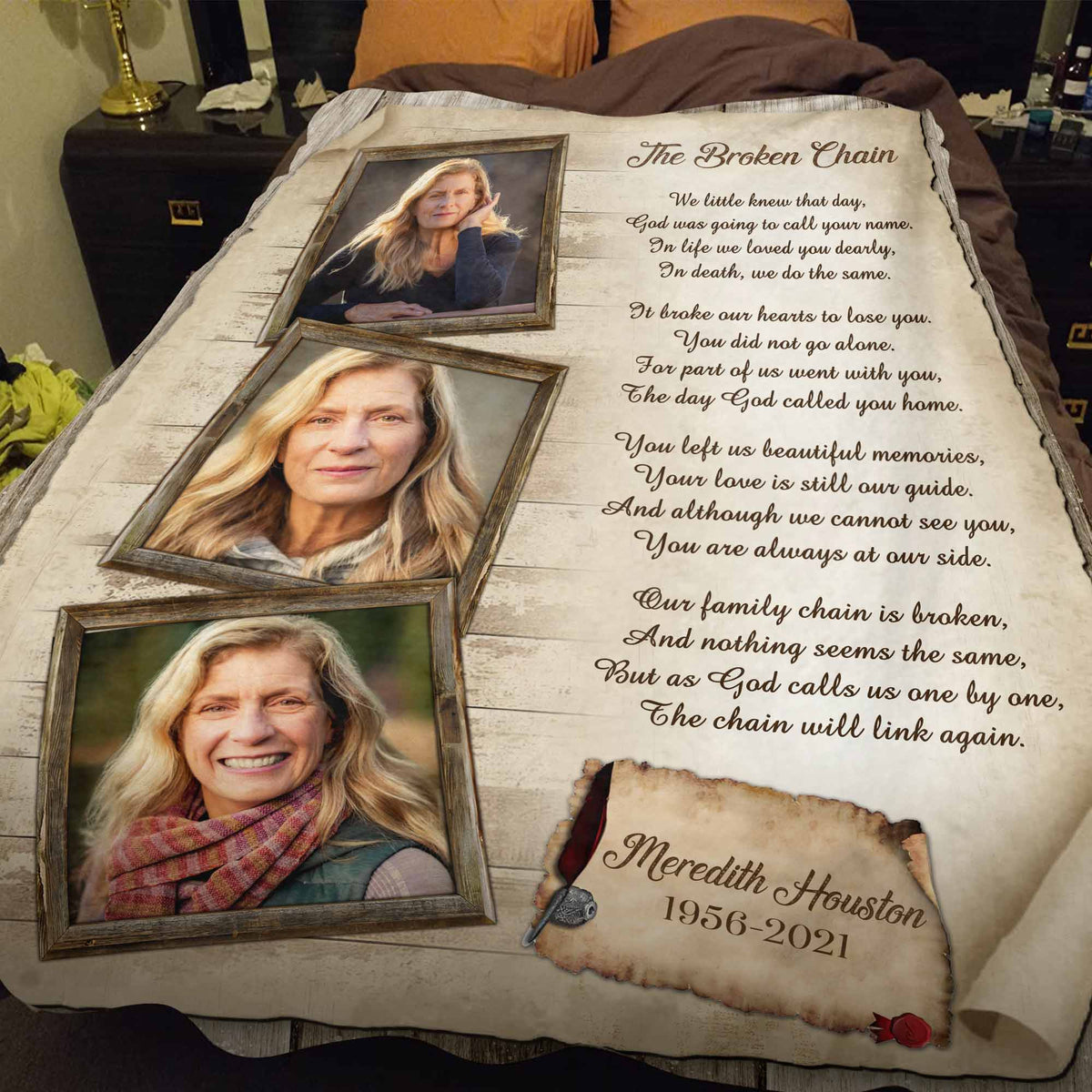 The Broken Chain, Personalized Sympathy Blanket For Loss Of Mom ...
