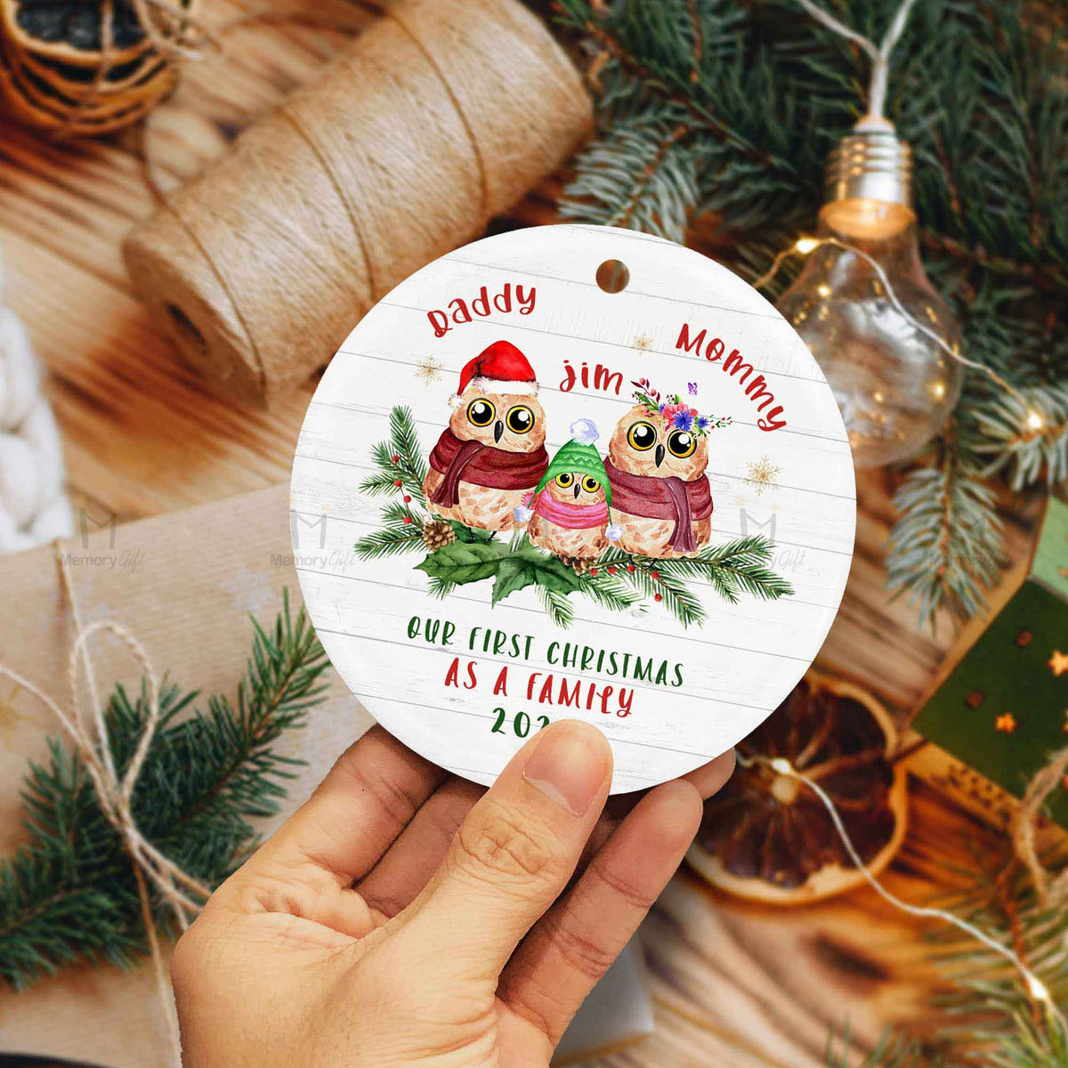 Our First Christmas Ornaments | Personalised Owl Family Baby's First ...