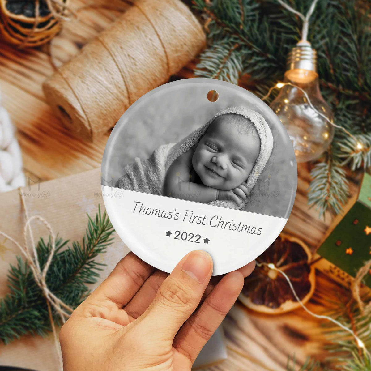 Babys First Christmas Ornament | Custom Photo Ornament Gifts for Baby's ...
