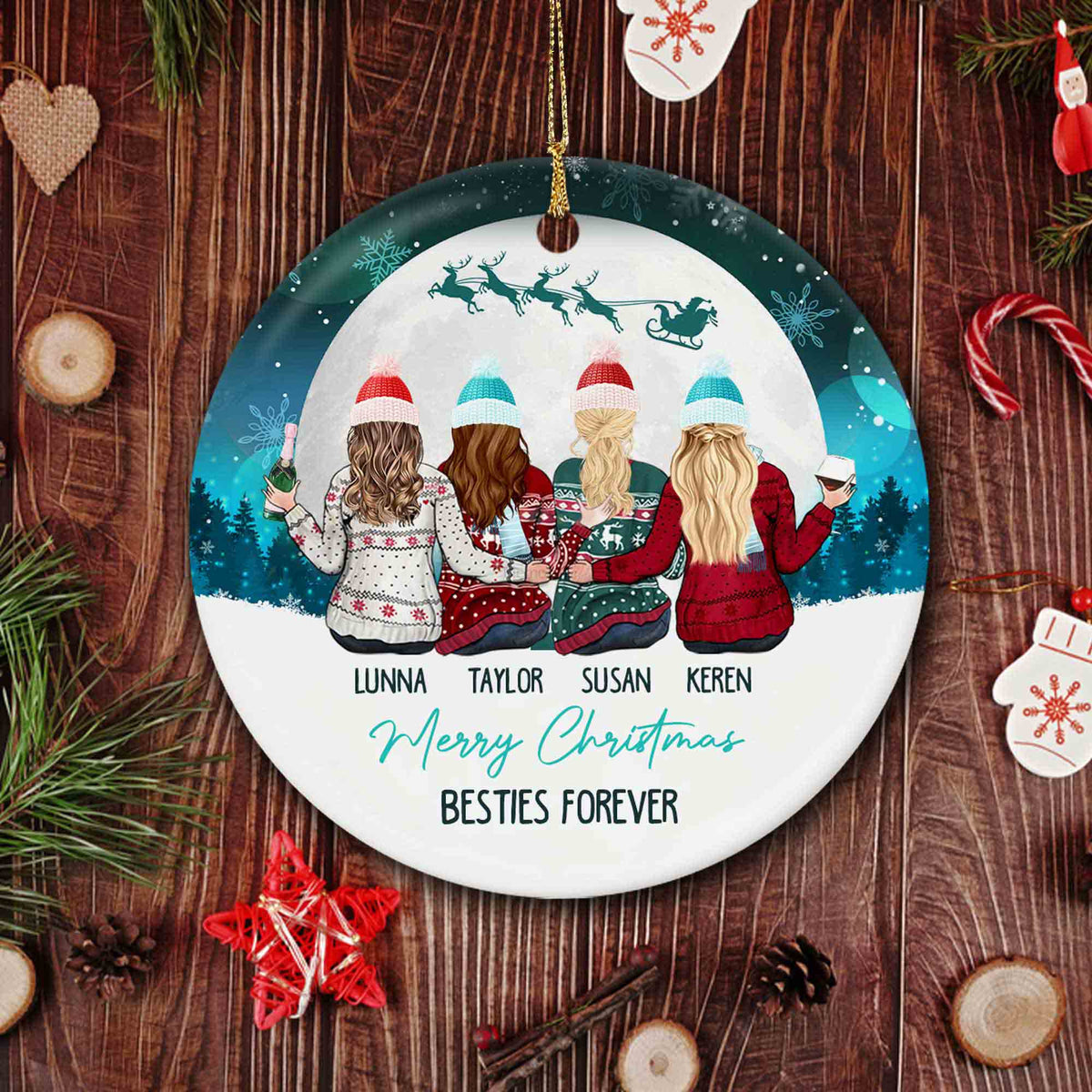Bestie Christmas Ornaments 2022 | Custom Clipart Friend Ornaments ...