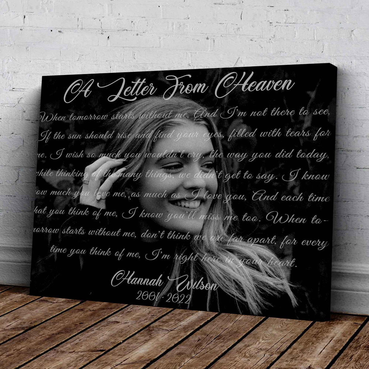 In Memory of a Daughter | a Letter from Heaven Memorial Canvas | Custom ...