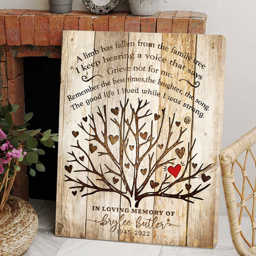 In Memory of Grandparents Gifts | A Limb Has Fallen Custom Canvas ...