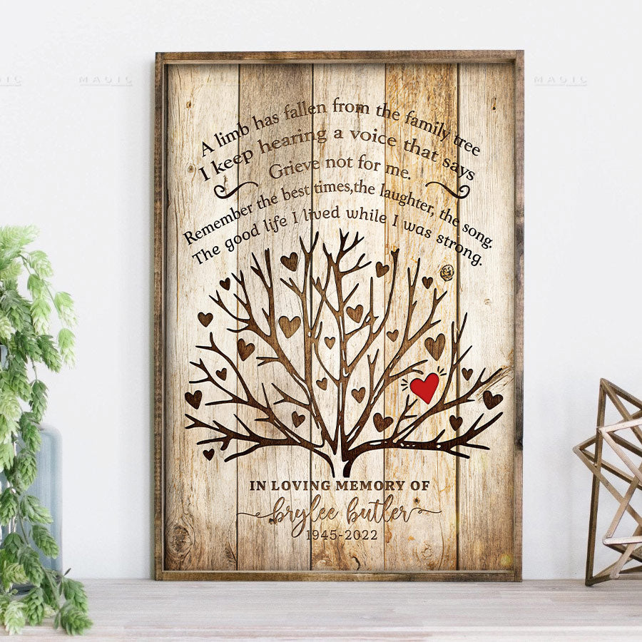 In Memory of Grandparents Gifts | A Limb Has Fallen Custom Canvas ...