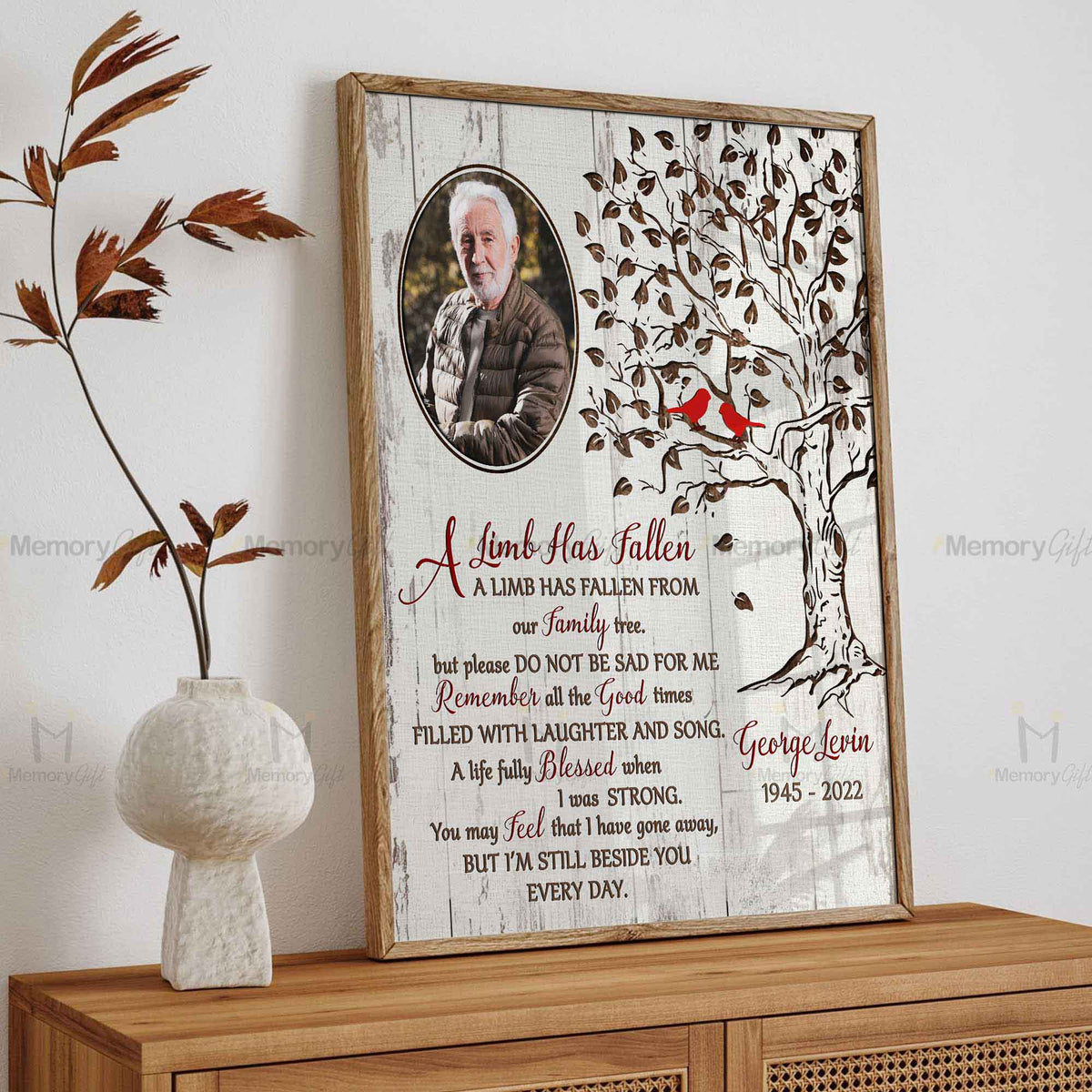 In Memory Photo Canvas | A Limb Has Fallen | 8 Available Sizes | Ready ...