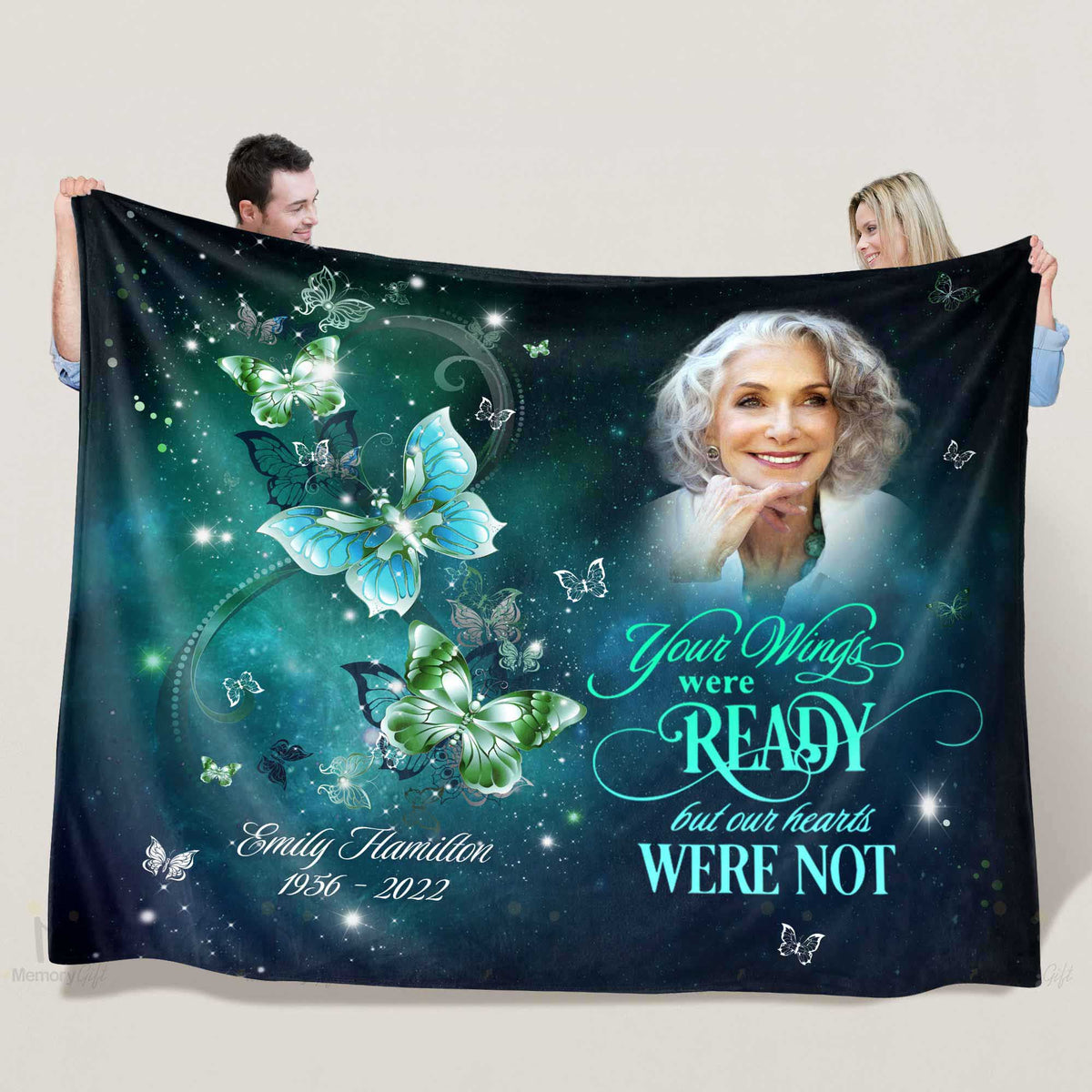 Memorial Blanket with Photo | Your Wings Were Ready | Super Soft Sherpa ...