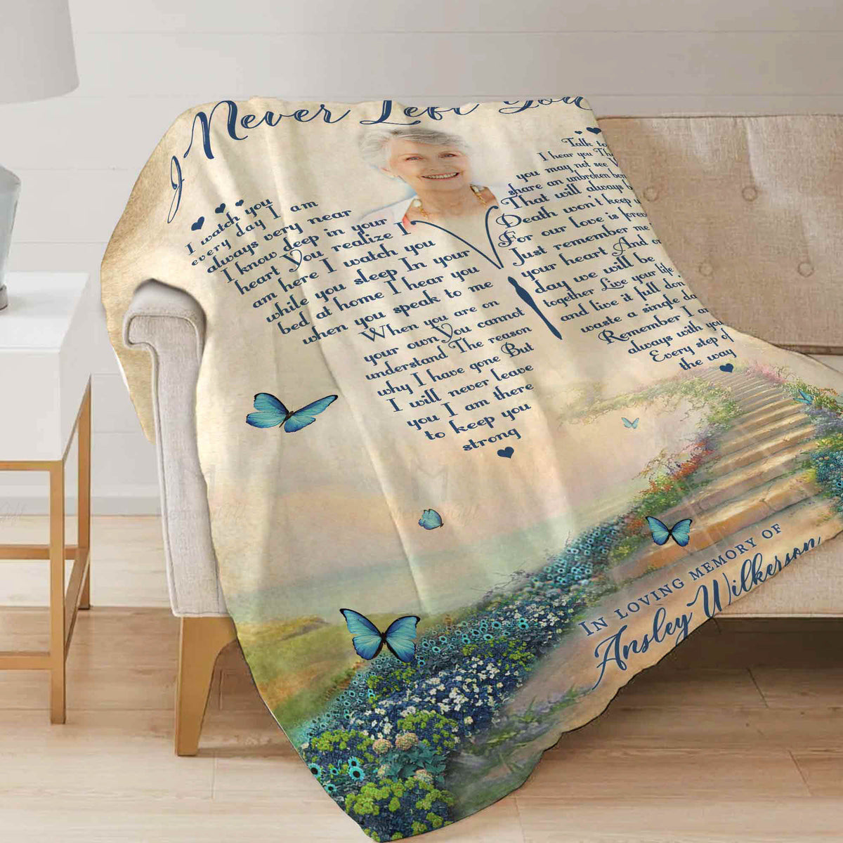 Memorial Blankets for Funerals for Loss of Mom, I Never Left You Poem ...