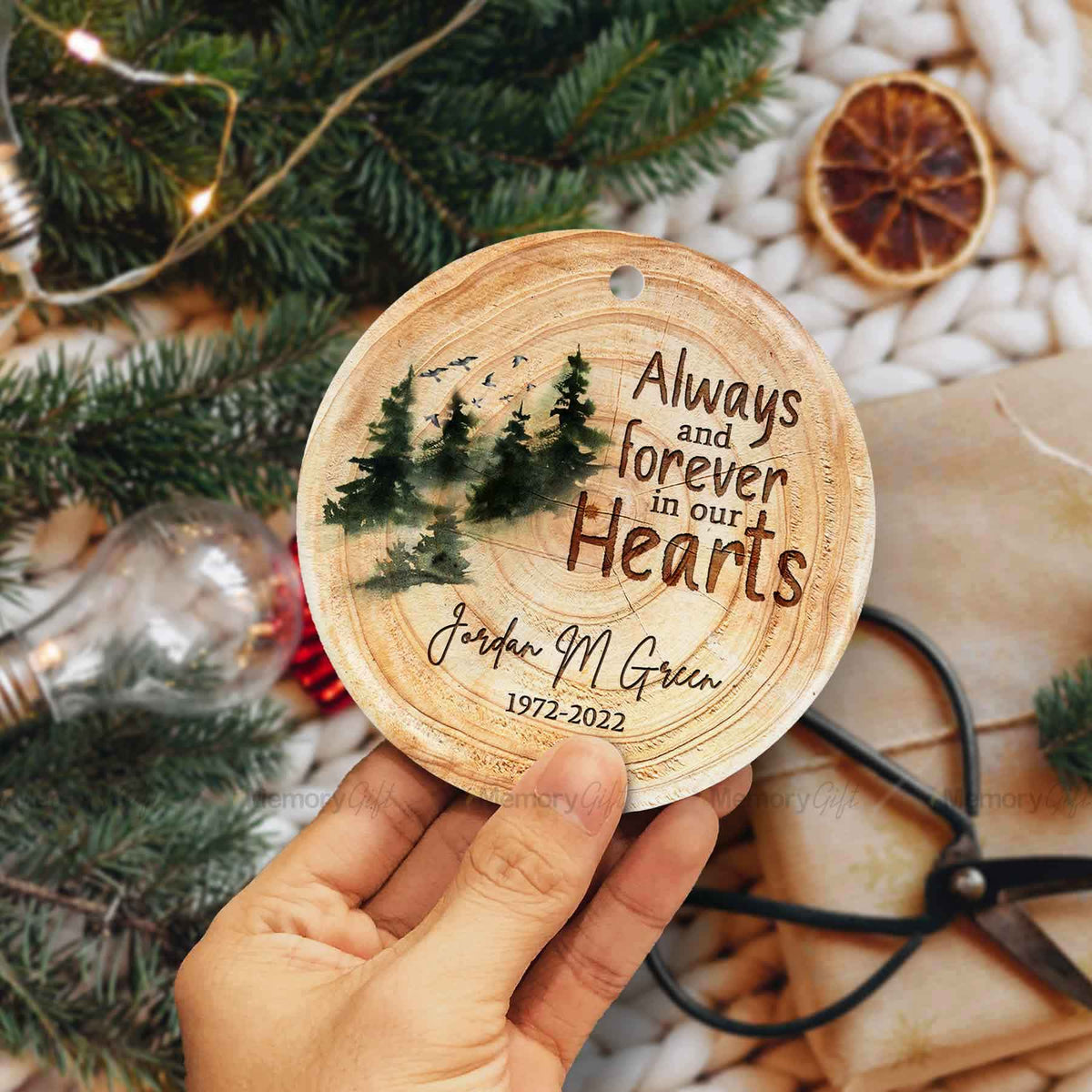 Memorial Ornaments in Memory of Gifts Personalised, Rustic Remembrance ...
