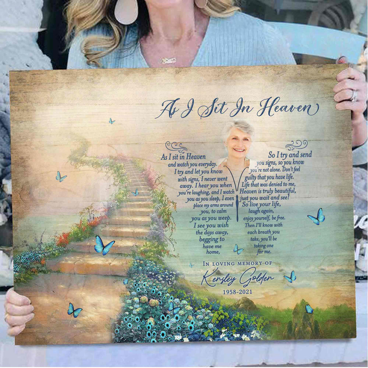 Personalized in Loving Memory Gifts | as I Sit in Heaven Butterfly ...
