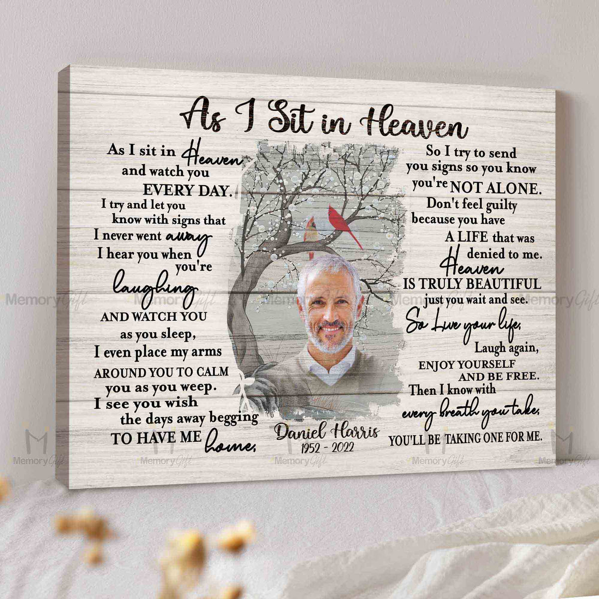 Personalized Memorial Canvas | As I Sit in Heaven | Canvas Wall Art ...