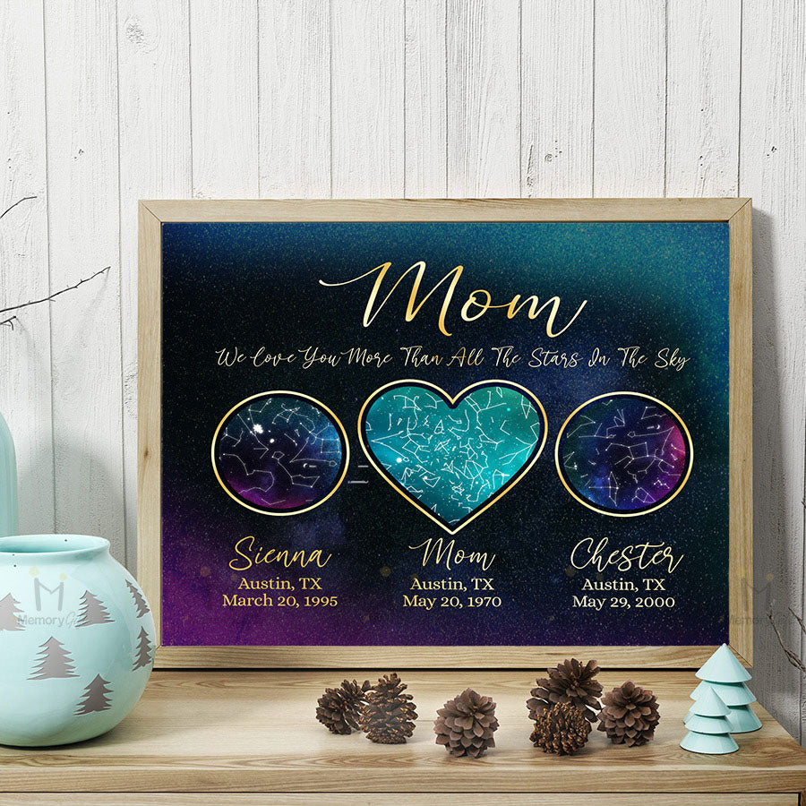 Custom Star Map Canvas for Mother’s Day | Mother Gift Sky Map Mom Gift ...